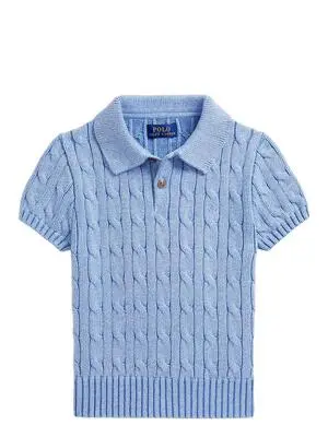 Ralph Lauren Cable-knit Cotton Polo Sweater - Blue Heather