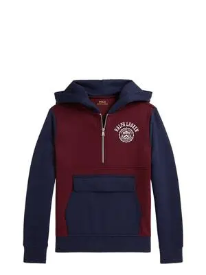 Ralph Lauren Logo Double-knit Half-zip Hoodie - Classic Wine/refined Navy