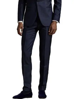 Ralph Lauren Glen Plaid Silk-blend Tuxedo Trouser - Navy Tonal