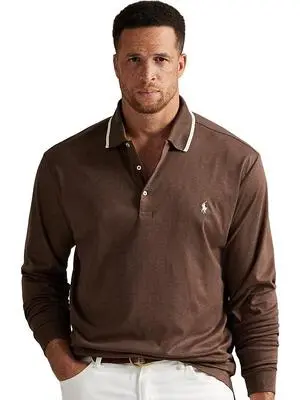 Ralph Lauren Soft Cotton Long-sleeve Polo Shirt - Nutmeg Brown Heather