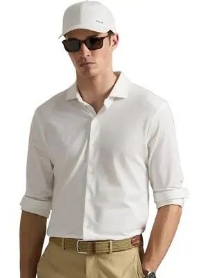 Ralph Lauren Slim Fit Performance Piqué Shirt Ceramic White