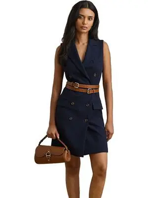 Ralph Lauren Double-breasted Crepe Dress - Lauren Navy