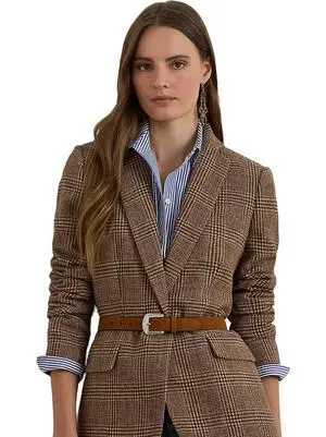 Ralph Lauren Glen Plaid Wool-blend Twill Blazer - Taupe Multi