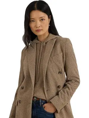 Ralph Lauren Wool-blend Twill Double-breasted Blazer - Brown/taupe Multi