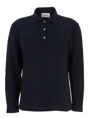 P.a.r.o.s.h Polo Shirt With Classic Collar And Long Sleeves - Blue