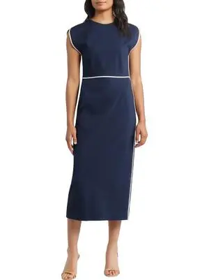 BOSS Detira Cap-sleeve Sheath Dress - Dark Blue