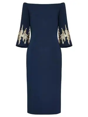 Jenny Packham Aster Sequin-embellished Midi Dress - Blue