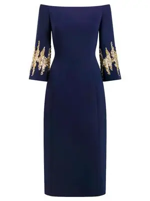 Jenny Packham Aster Sequin-embellished Midi Dress - Blue