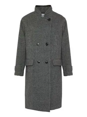 YVES SALOMON Double-breasted Virgin Wool Coat - Grey