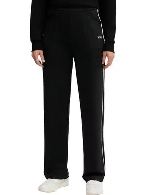 BOSS Side-stripe Straight Leg Trousers - Black