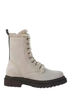 Brunello Cucinelli Lace-up Shearling Boots - Neutrals