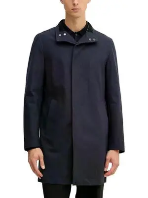 BOSS High-neck Buttoned Coat - Blue