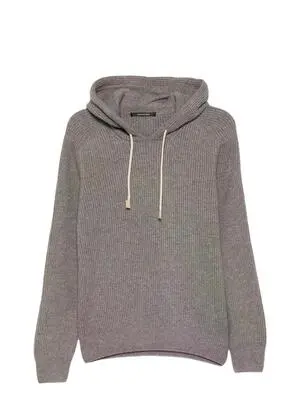 Tagliatore Ribbed Knit Hoodie - Grey