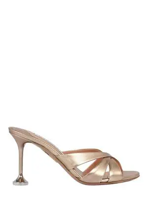 AQUAZZURA Crossover Straps Leather Sandals - Gold