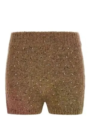 Pinko Embellished Ribbed Shorts - Brown