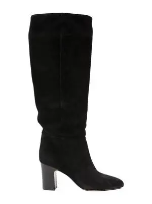 Paris Texas Suede Leather Block-heel Boots - Black