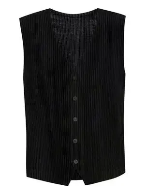 Issey Miyake Pleated Button-down Waistcoat - Black