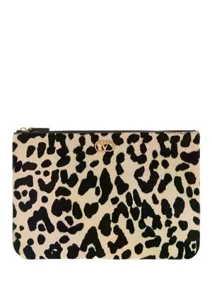 VALENTINO VLogo Leopard-Print Clutch