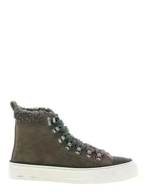 Brunello Cucinelli Shearling-trim Sneakers - Grey