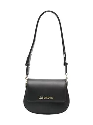 Moschino Logo-plaque Curved Cross Body Bag - Black