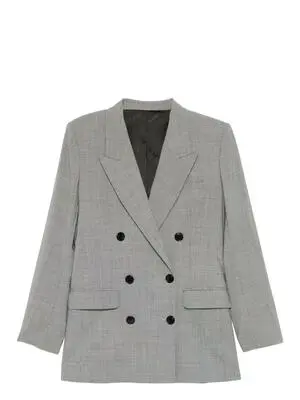 MARANT ETOILE Checked Double-breasted Jacket - Grey