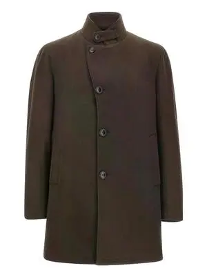 Tagliatore Gordon High-neck Buttoned Coat - Brown