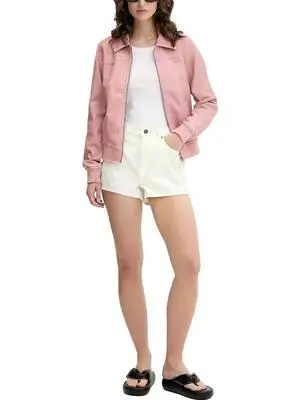 Desigual Zip-front Collared Jacket - Pink