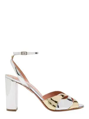 AQUAZZURA 85mm Moves Leather Sandals - Silver