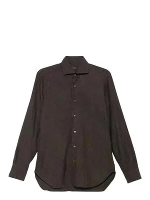BARBA NAPOLI Textured Cotton Shirt - Brown