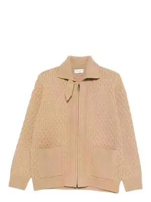 PAOLO PECORA Honeycomb Zip-up Cardigan - Neutrals