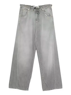 DARKPARK Drawstring Waist Wide-leg Jeans - Grey