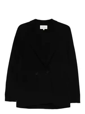 Eric Bompard Double-breasted Welt-pocket Blazer - Black