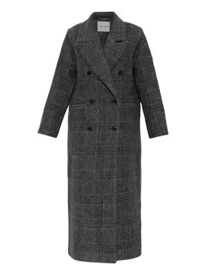 SAMSOE SAMSOE Sajilla Double-breasted Checked Coat - Grey