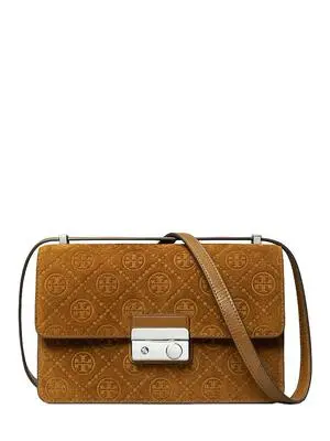 Tory Burch T Monogram Suede Crossbody - Chicory Brown