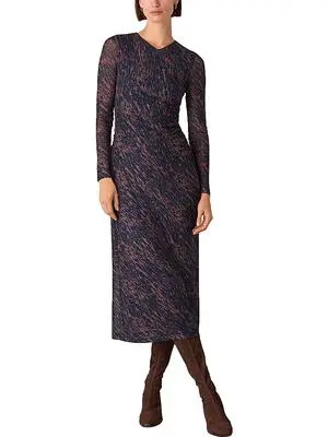 Whistles Devore Mesh Midi Dress - Navy/multi