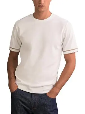 REISS Oscar Piped Textured Crewneck Tee - White