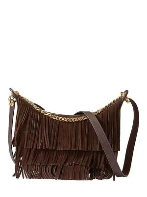 Veronica Beard Small Suede Fringe Fortune Bag - Espresso