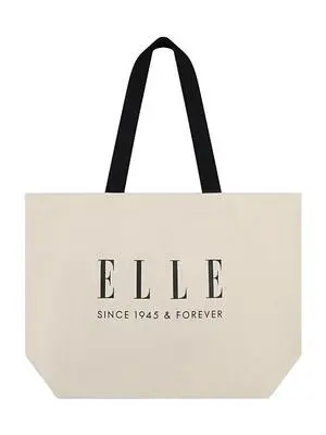 ELLE COLLECTION Printed Oversized Tote Bag - Beige