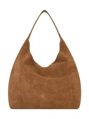 ELLE COLLECTION Suede Slouch Bag Tote - Chocolate