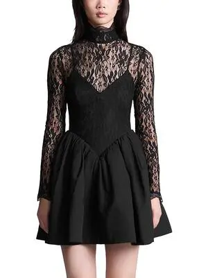 Bcbgmaxazria Stretch Lace Bubble Dress - Black