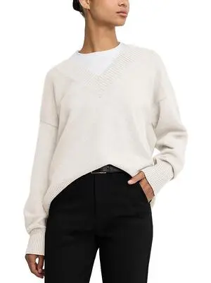 Good American Deep V Knit Sweater - Vanilla