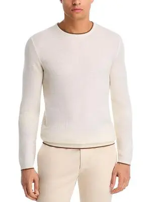 JACK VICTOR Belvedere Tipped Crewneck Sweater - Ecru