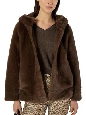 Gerard Darel Morgane Faux Fur Coat - Brown
