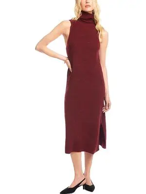 Karen Kane Sleeveless Turtleneck Sweater Dress - Wine