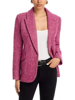L'Agence Chamberlain Herringbone Wool-blend Blazer - Pink Multi Herringbone