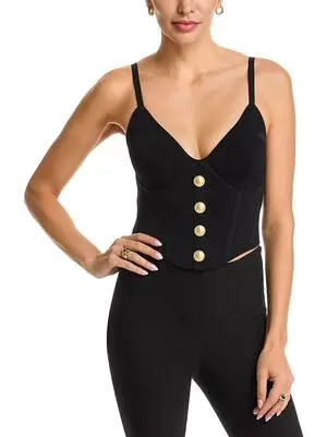 L'Agence Artemis Knit Corset Top - Black/gold