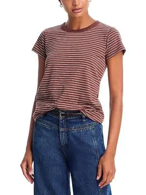 Rag & Bone Slub Striped Tee - Brown Multi