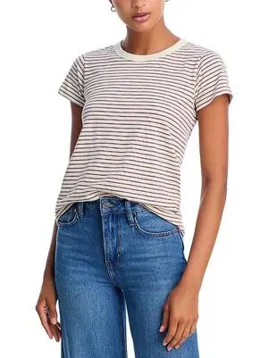 Rag & Bone Slub Striped Tee - Burgundy Mukti