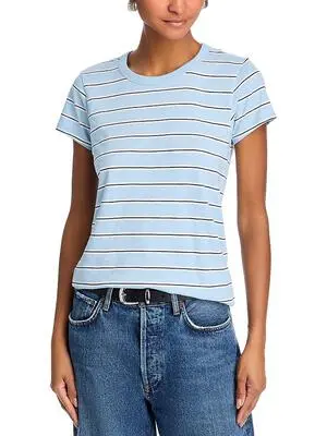 Rag & Bone Slub Striped Tee - Light Blue Multi