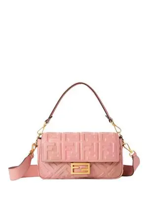 Fendi Medium Baguette Ff Logo Shoulder Bag - Pink